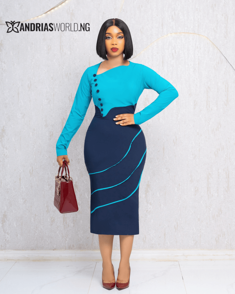 TEAL AND BLUE COLOR BLOCK DRESS – Andrias World